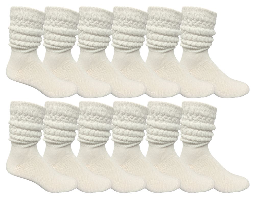 Yacht And Smith Mens Heavy Cotton Slouch Socks Solid White At