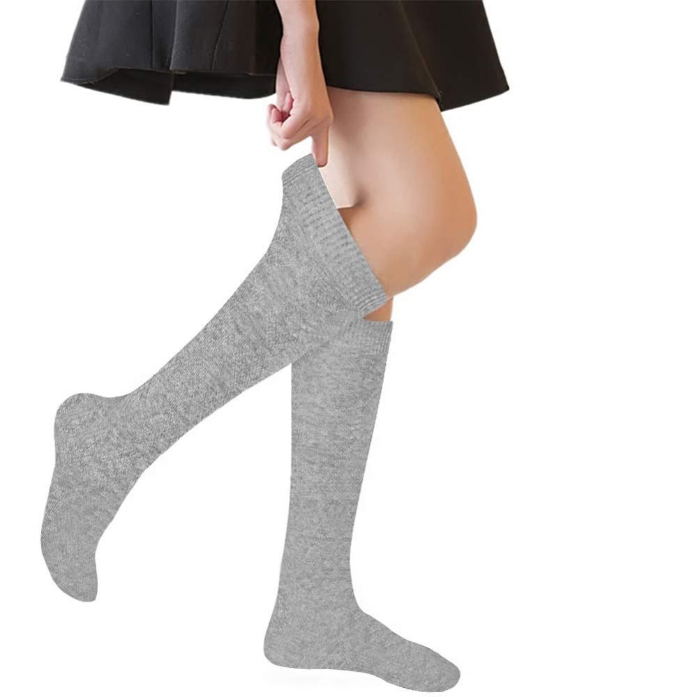 Wholesale Yacht And Smith 90 Cotton Girls Heather Gray Knee High Sock