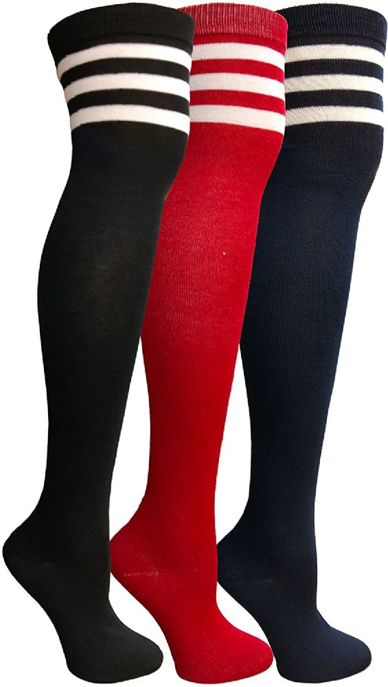 3 Pairs Yacht And Smith Womens Assorted Colors Over The Knee Socks