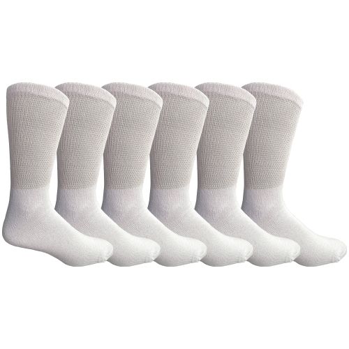 6 Wholesale Yacht And Smith Mens Cotton Diabetic White Crew Socks Size