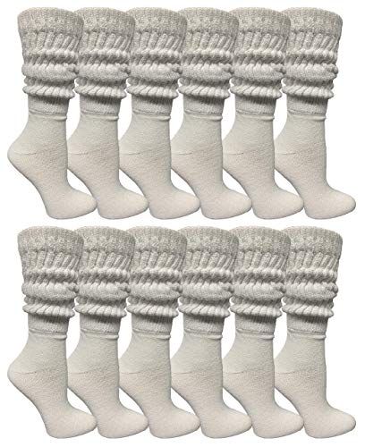 12 Pairs Yacht And Smith Womens White Heavy Slouch Socks Size 9 11