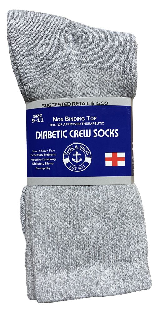 Yacht And Smith Womens Cotton Diabetic Non Binding Crew Socks Size 9