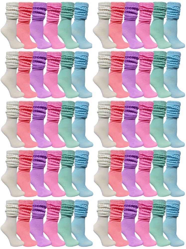 60 Pairs Yacht And Smith Womens Assorted Colored Slouch Socks Size 9 11