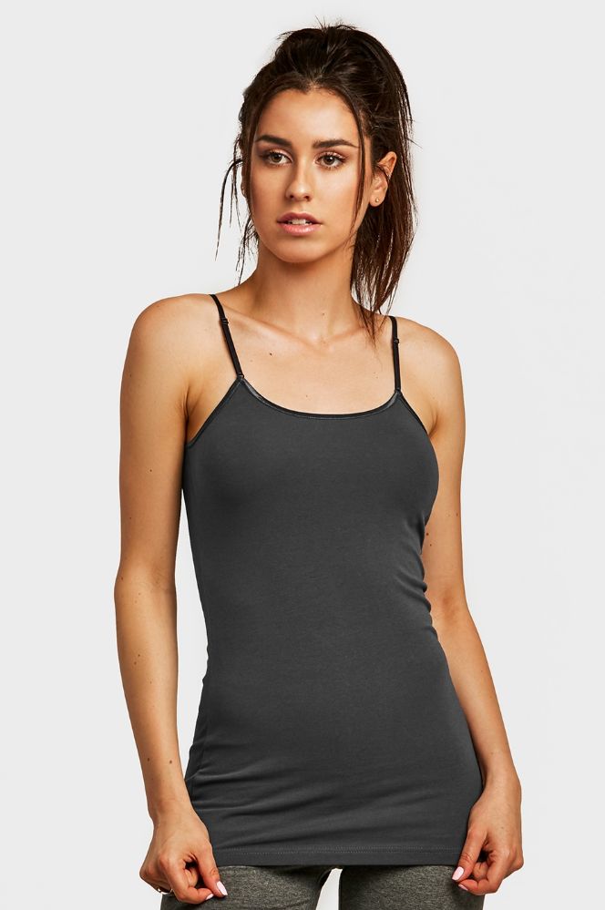 72 Wholesale Mopas Ladies Cotton Camisole In Charcoal Grey At