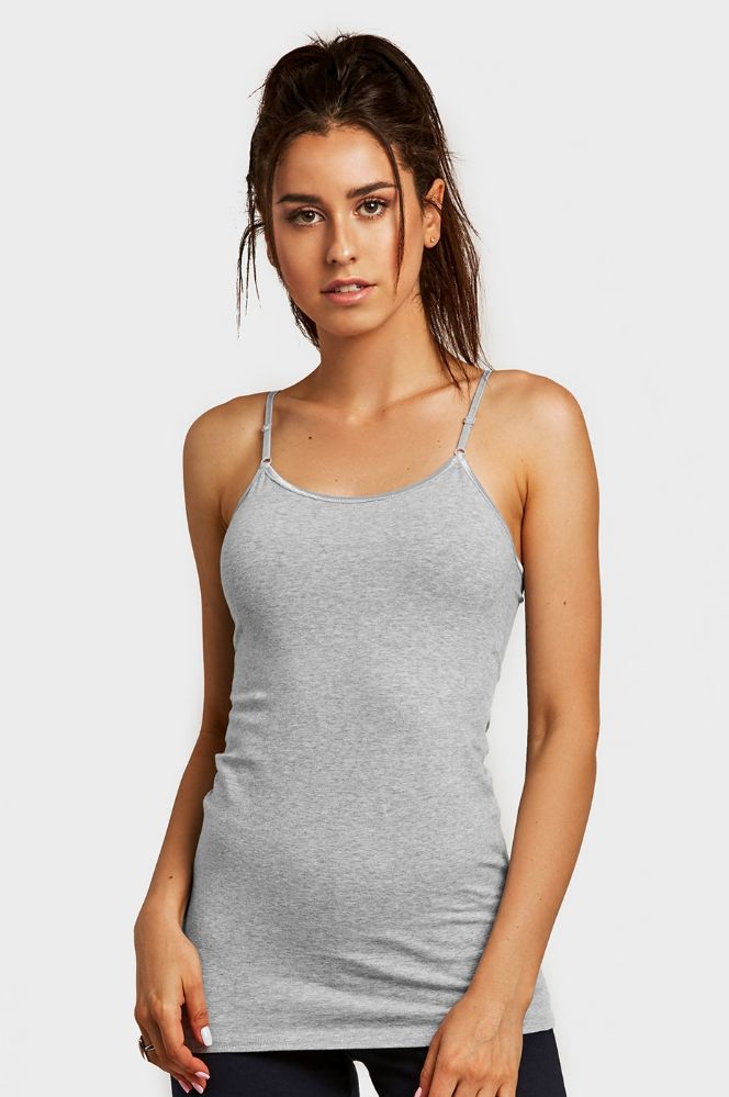 72 Pieces Mopas Ladies Cotton Camisole In Light Heather Grey Womens