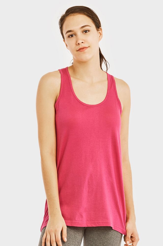 72 Pieces Sofra Ladies Loose Fit Jersey Tank Top In Fuschia Womens