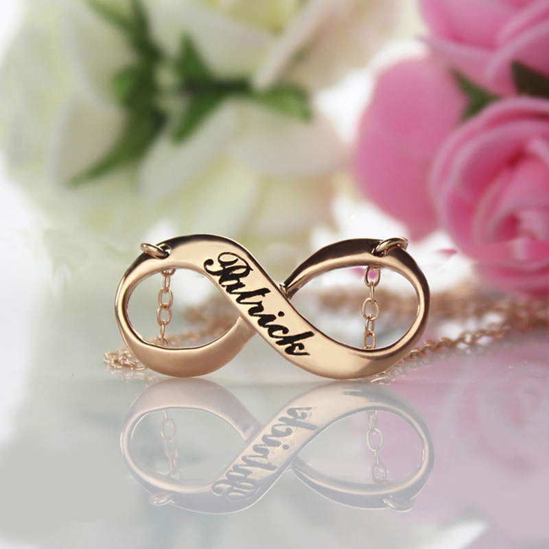 Rose Gold Engraved Infinity Name Necklace