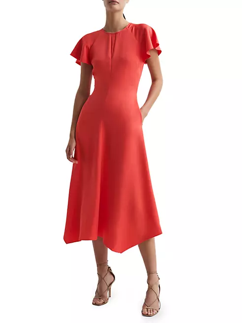 Shop Reiss Eleni Flutter Sleeve Midi Dress Saks Fifth Avenue