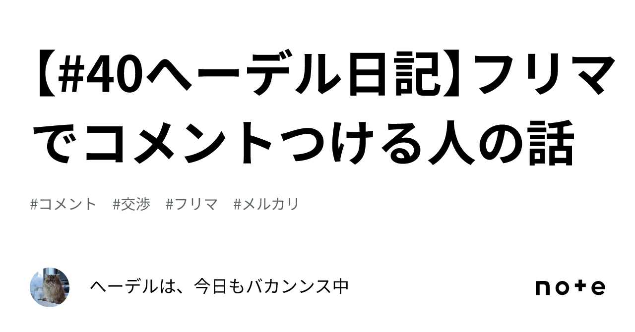 40へーデル日記】フリマでコメントつける人の話｜へーデルは、今日もバカンンス中