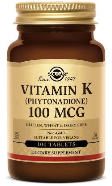 Vitamin K 100 Mcg Tablet 100 Tabs Made By Solgar