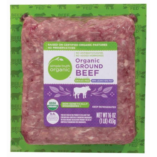 Kroger Simple Truth Organic Ground Beef 90 Lean 100 Grass Fed Same