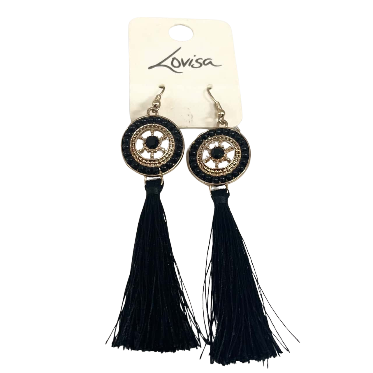 Lovisa Gold Black Tassel Earrings