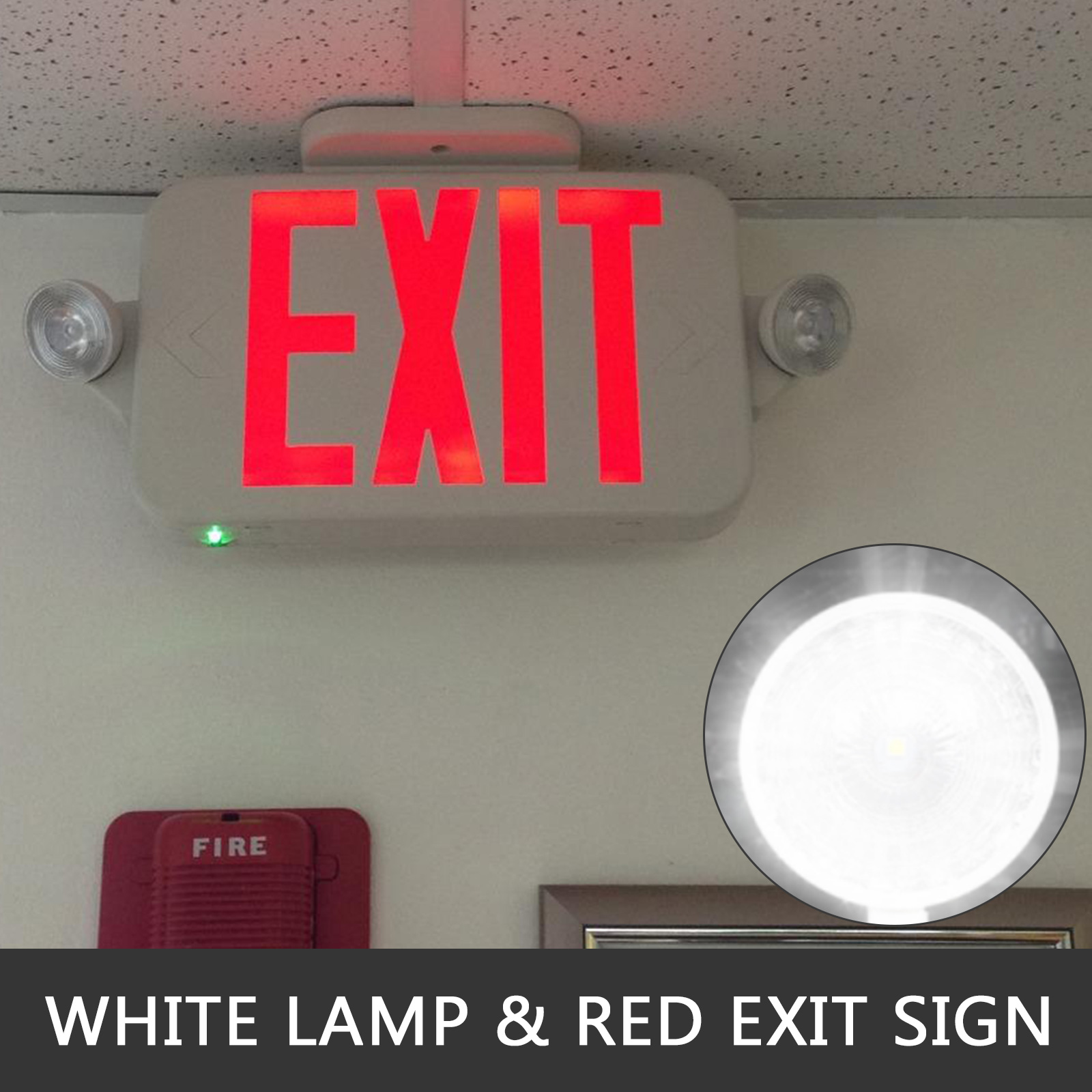 Vevor 4 Pack Emergency Lights Red Exit Sign With Dual Led Lamp Heads