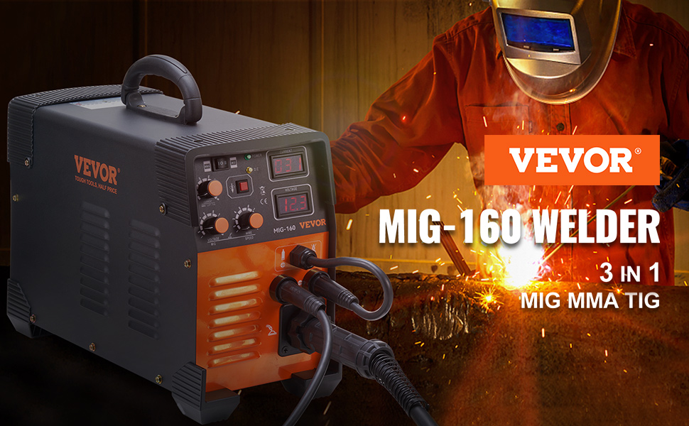 Vevor Mig Welder 160 Amp Mig Tig Arc Welder 3 In 1 Welder Welding