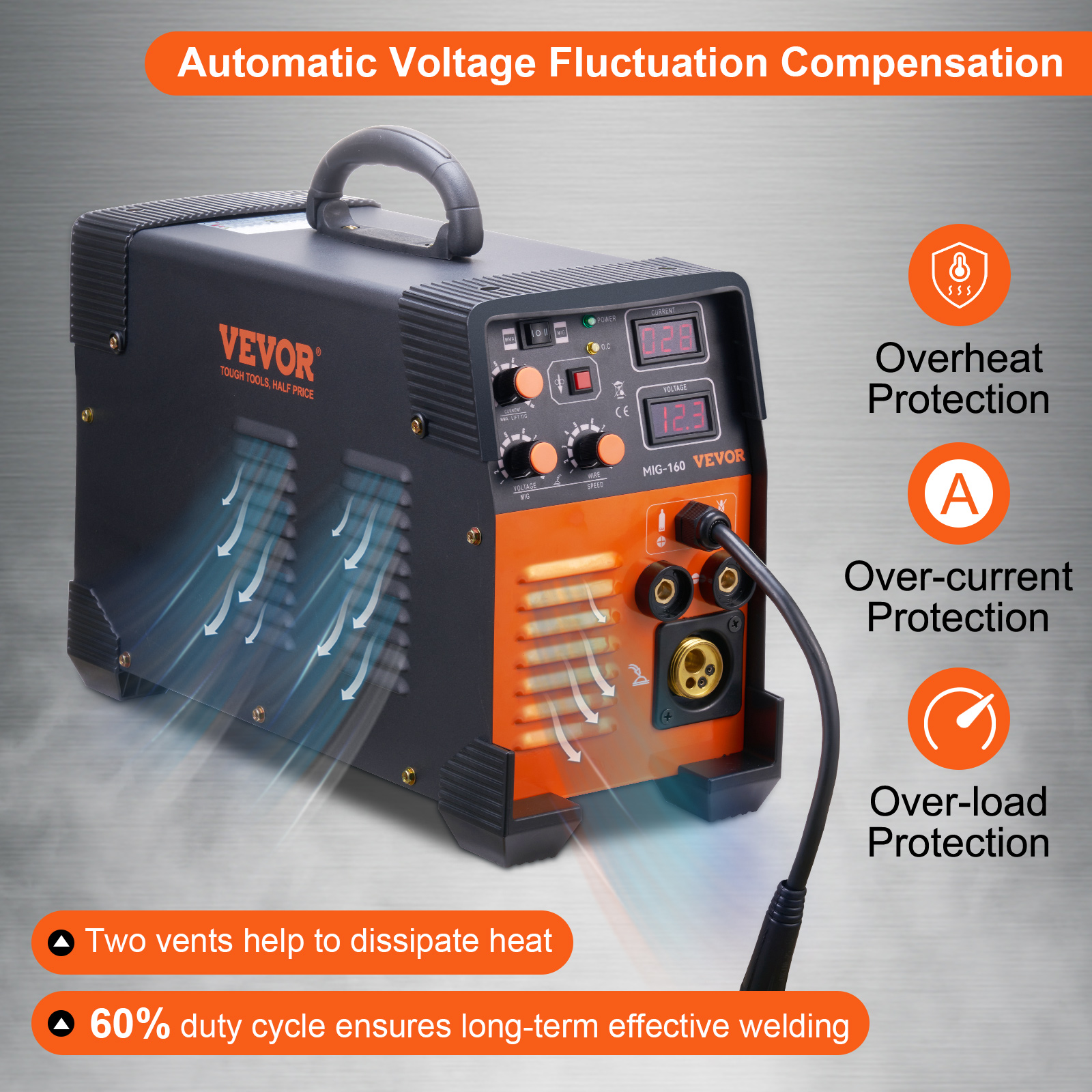 Vevor Mig Welder 160 Amp Mig Tig Arc Welder 3 In 1 Welder Welding