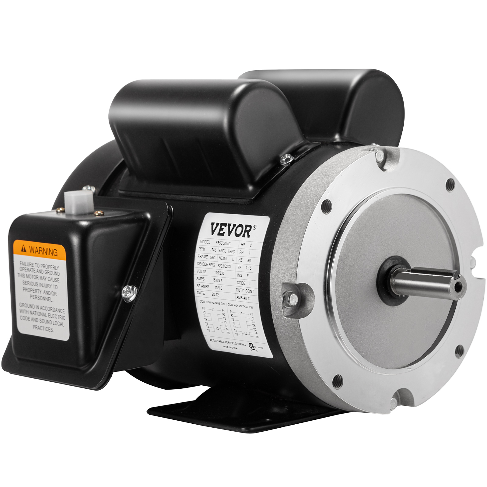 Vevor 2 Hp Electric Motor Rated Speed 1725 Rpm Single Phase Motor Ac