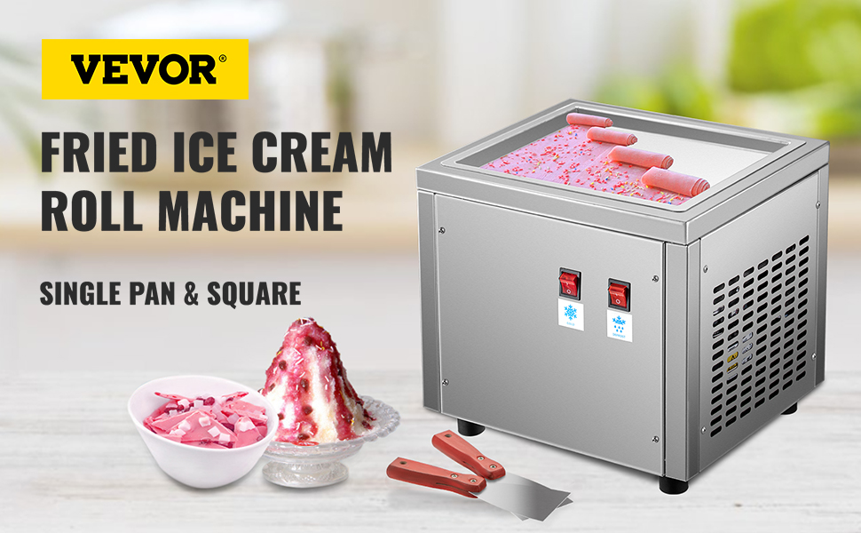 Vevor Commercial Rolled Ice Cream Machine Stir Fried Ice Cream Roll