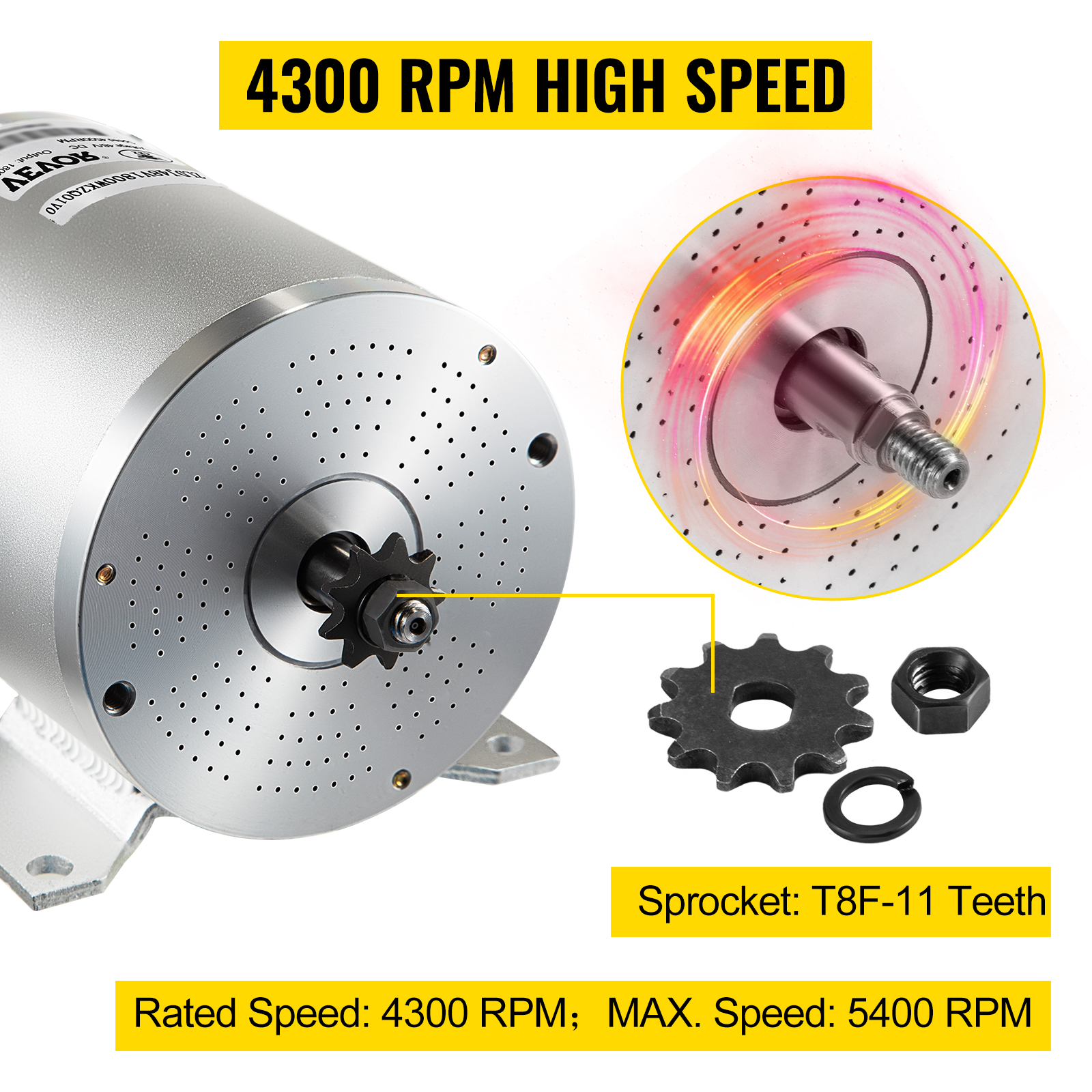 Vevor Vevor 2000w 48v Brushless Dc Motor Kit With 42a 4300rpm High