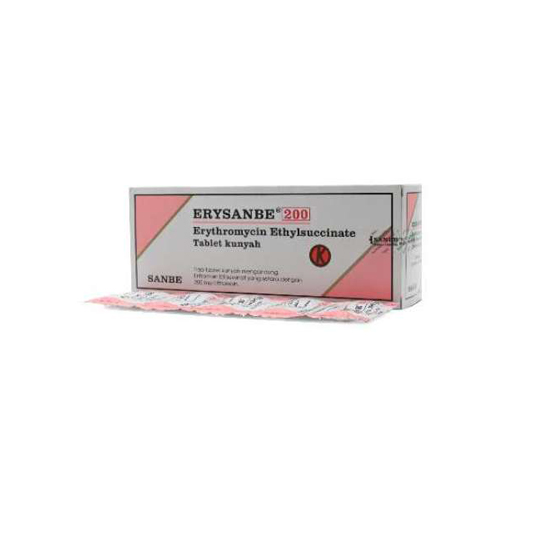 Erysanbe 200 Mg 10 Tablet Kunyah Kegunaan Efek Samping Dosis Dan