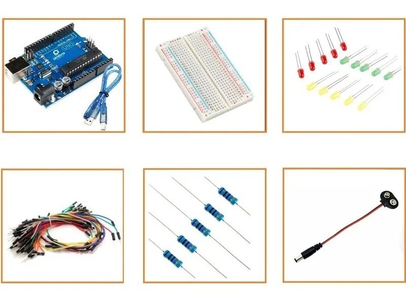 Kit Arduino Uno Proto Cables Led Resistencias Conector Kit14