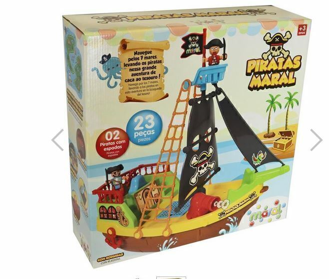 Brinquedo Educativo Barco Pirata Com Bonecos Maral