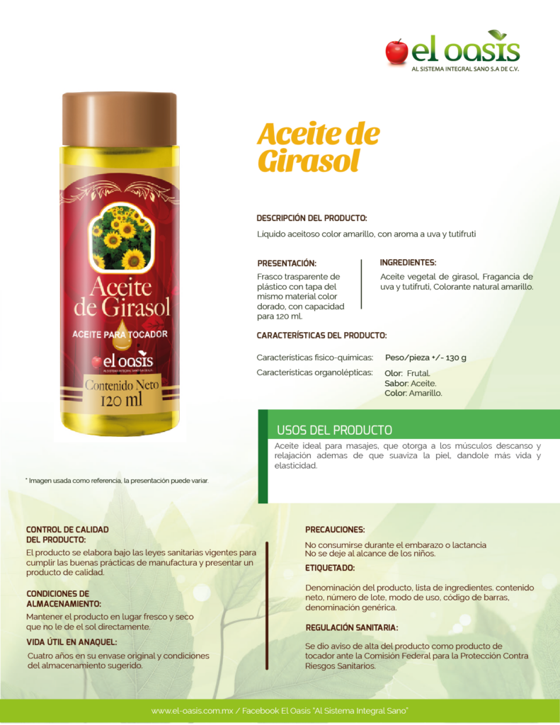 Total 108 Imagen Ficha Tecnica Del Aceite Vegetal De Girasol Abzlocalmx