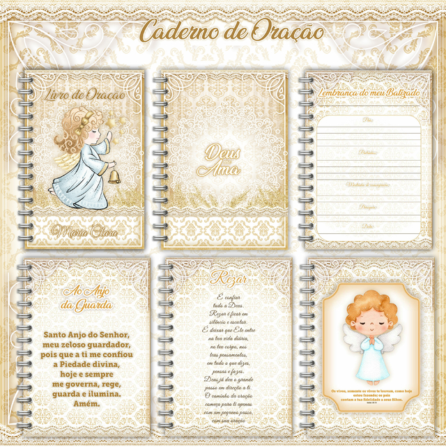 Caderno De Oração Batizado Dourado Menina