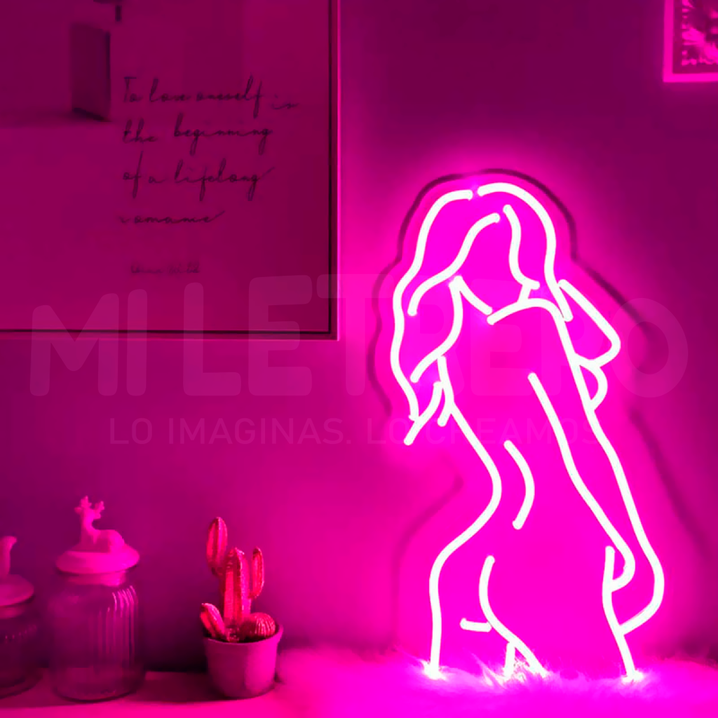 Letrero Luminoso Mujer Sensual Fucsia Neon Led Flexible