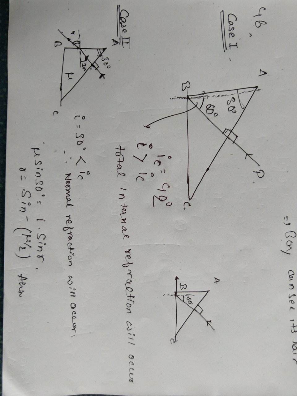 A Ray Of Light Pq Is Incident Normally On The Hypotenuse Of A Right