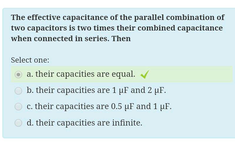 Two Capacitors Of Capacitances C1 And C2 Are Joined In Series And This