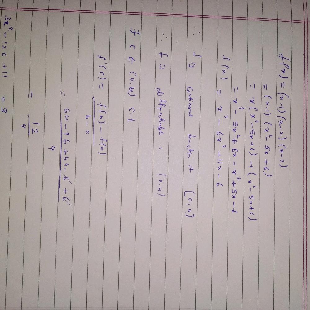 Verify Lagranges Mean Value Thorem For The Function F X X X 4