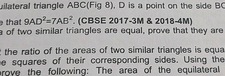 Prove That If The Areas Of Two Similar Triangle Are Equal Then The