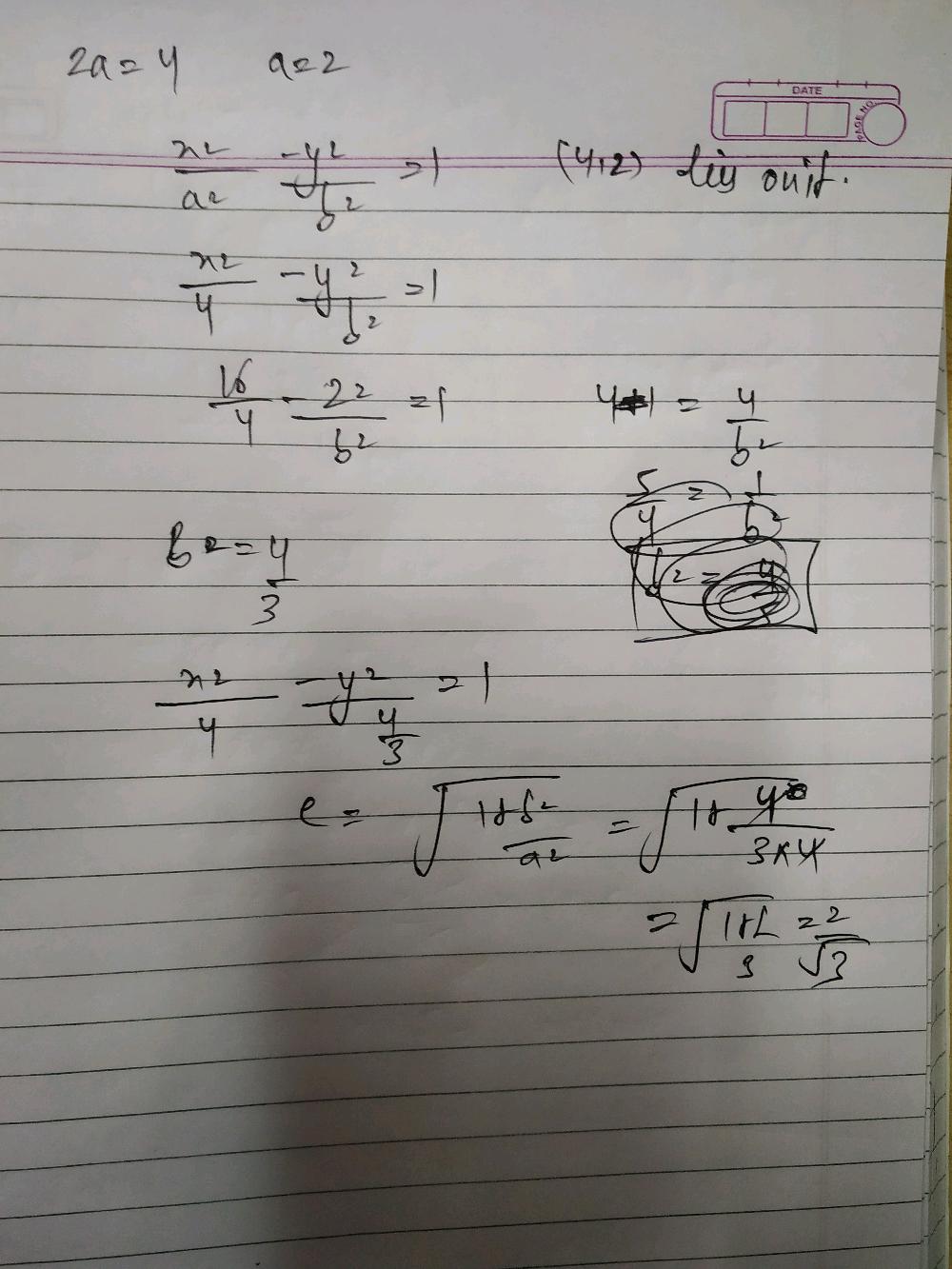 A Hyperbola Passes Through The Points 2 √3 And 4 √21 If Its