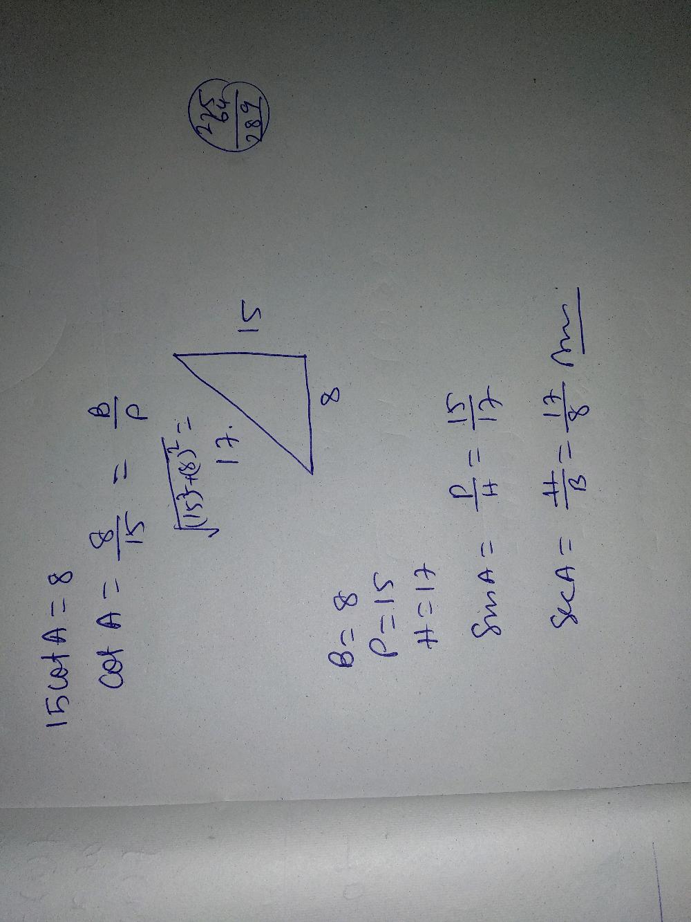 Express The Trigonometric Ratios Sin A Sec A And Tan A In Terms Of Cot A