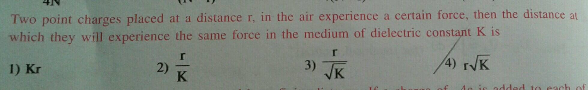 Two Points Charges Placed At A Distance R In The Air Experience A