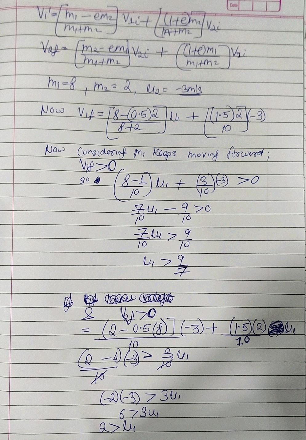 Two Balls Of Masses M1 And M2 Are Moving Towards Each Other With Speed