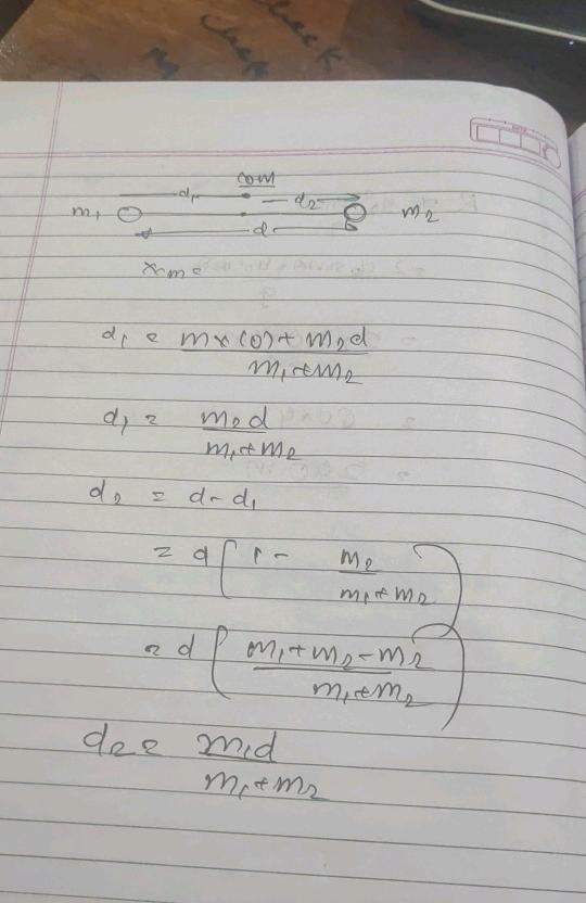 Consider A Two Particle System With The Particles Having Masses M1