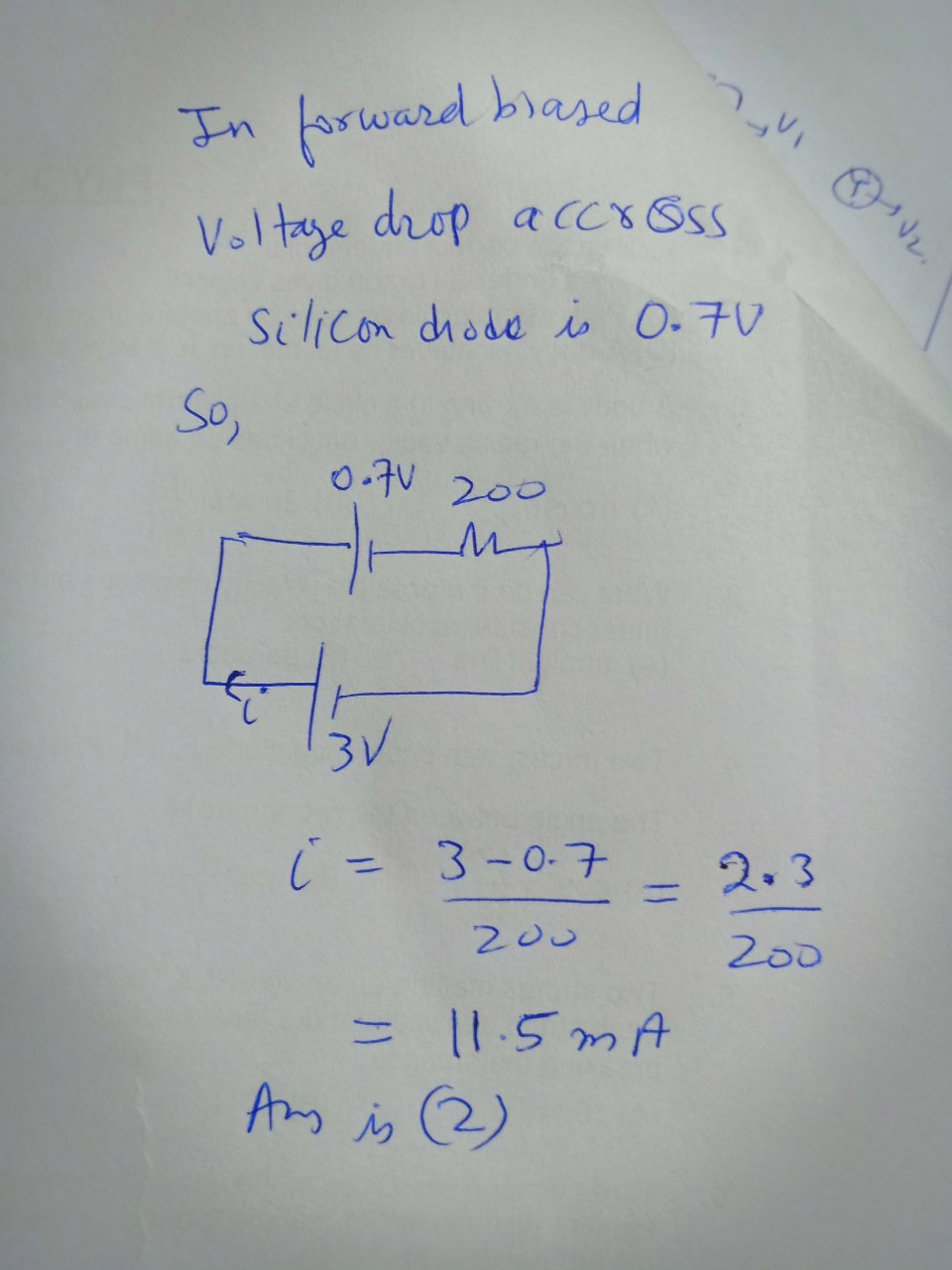 The Reading Of The Ammeter For A Silicon Diode In The Given Circuit Is