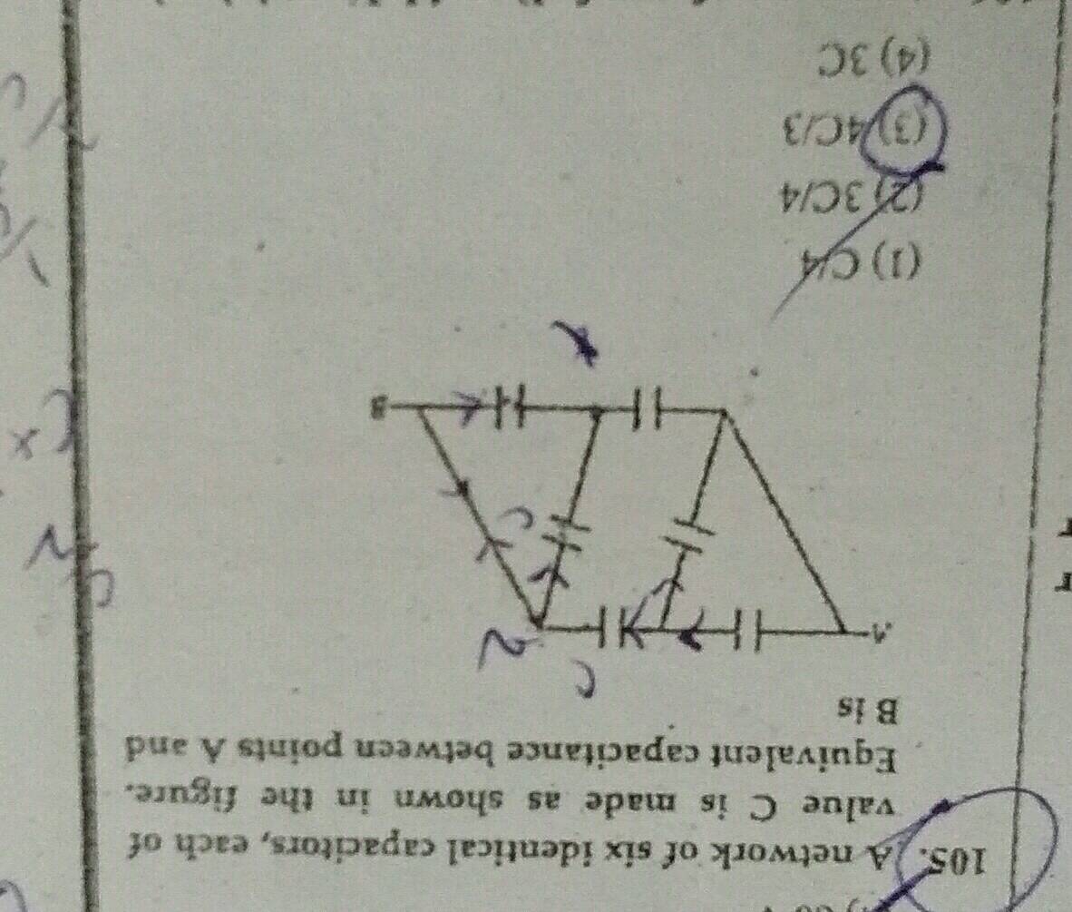 A Network Of Six Identical Capacitors Each Of Value C Is Made As Shown