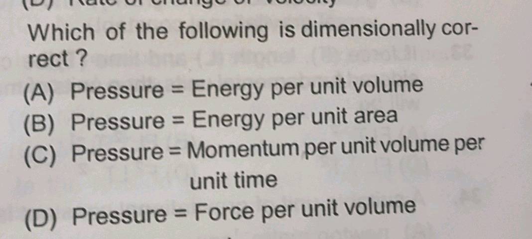 Which Of The Following Equation Is Dimensionally Correct