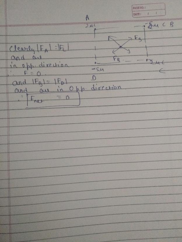 Four Point Charges Qa 2mu C Qb 5mu C Qc 2mu C And Qd 5mu