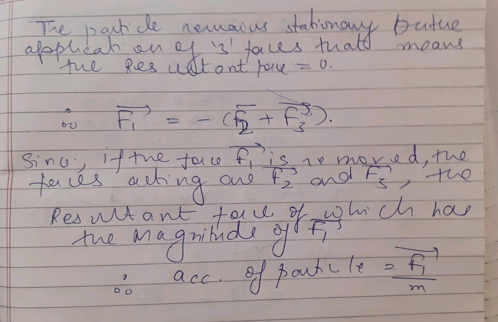 When Forces F1 F2 F3 Are Acting On A Particle Of Mass M Such That F2