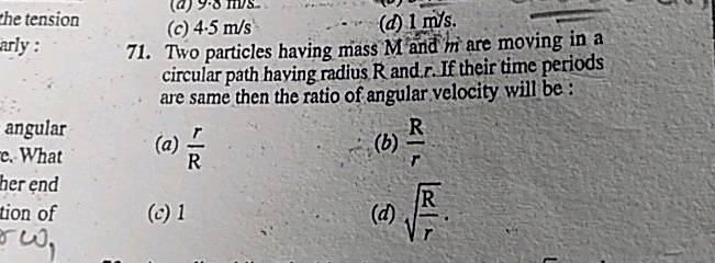 Two Particles Having Mass M And M Are Moving In A Circular Path Having