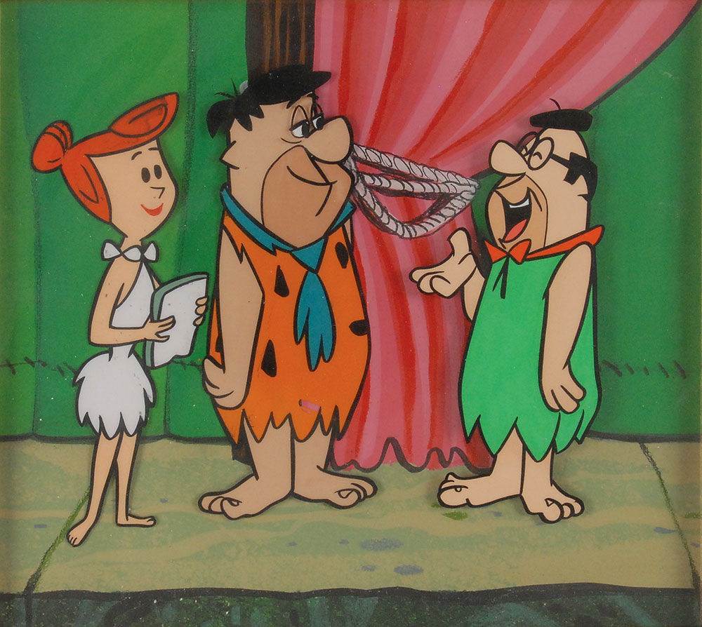 Fred And Wilma Flintstone Production Cel And Production Background