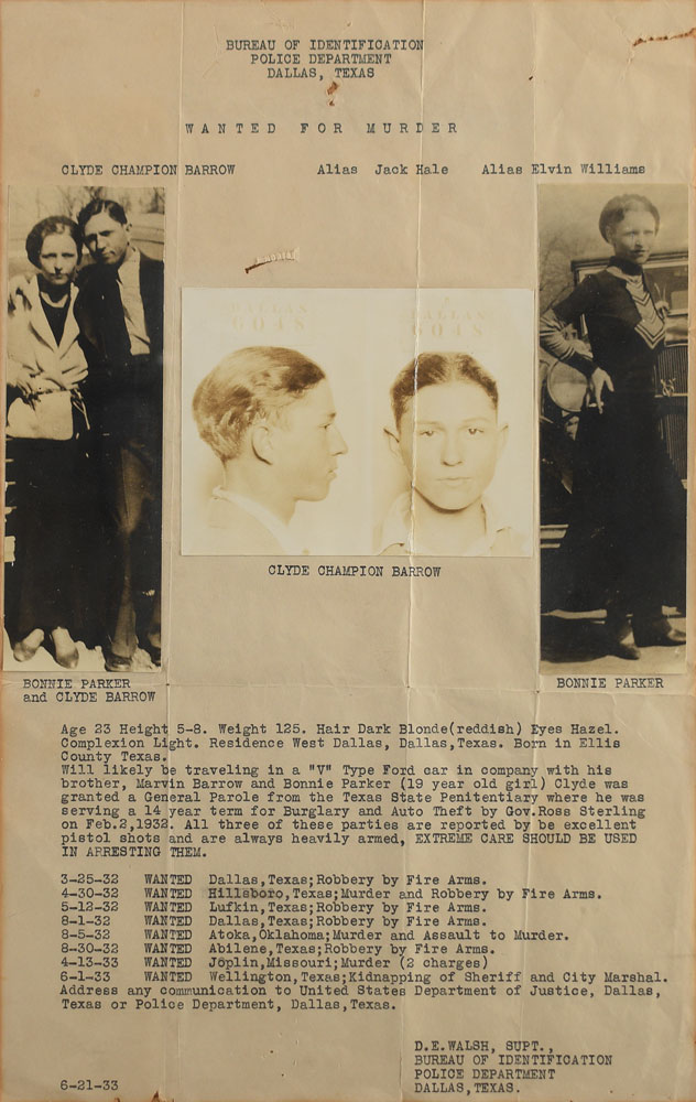 The Real Bonnie And Clyde Wanted Posters