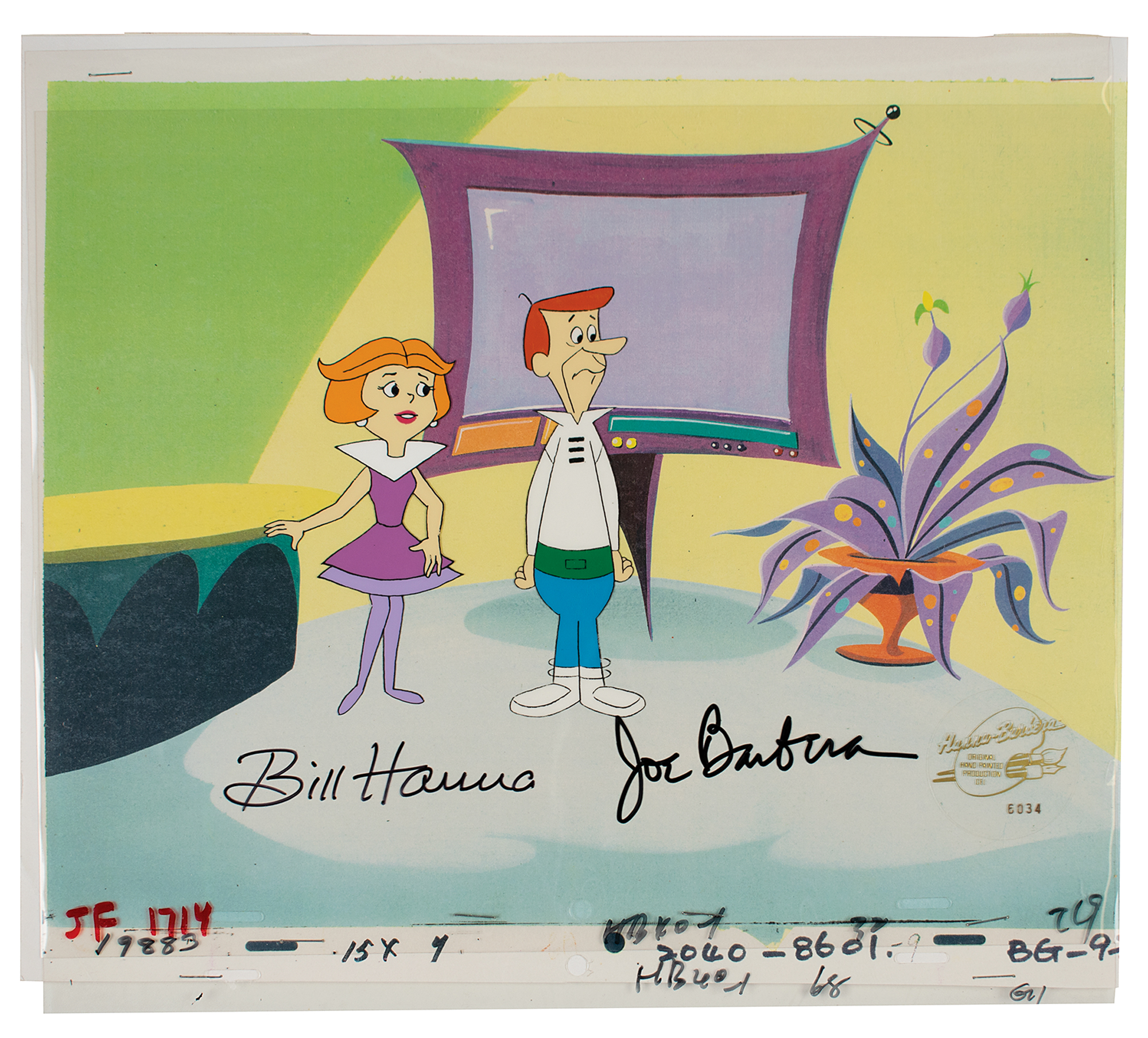 Production Cels Featuring The Jetsons Signed By Hanna Barbera And Bob
