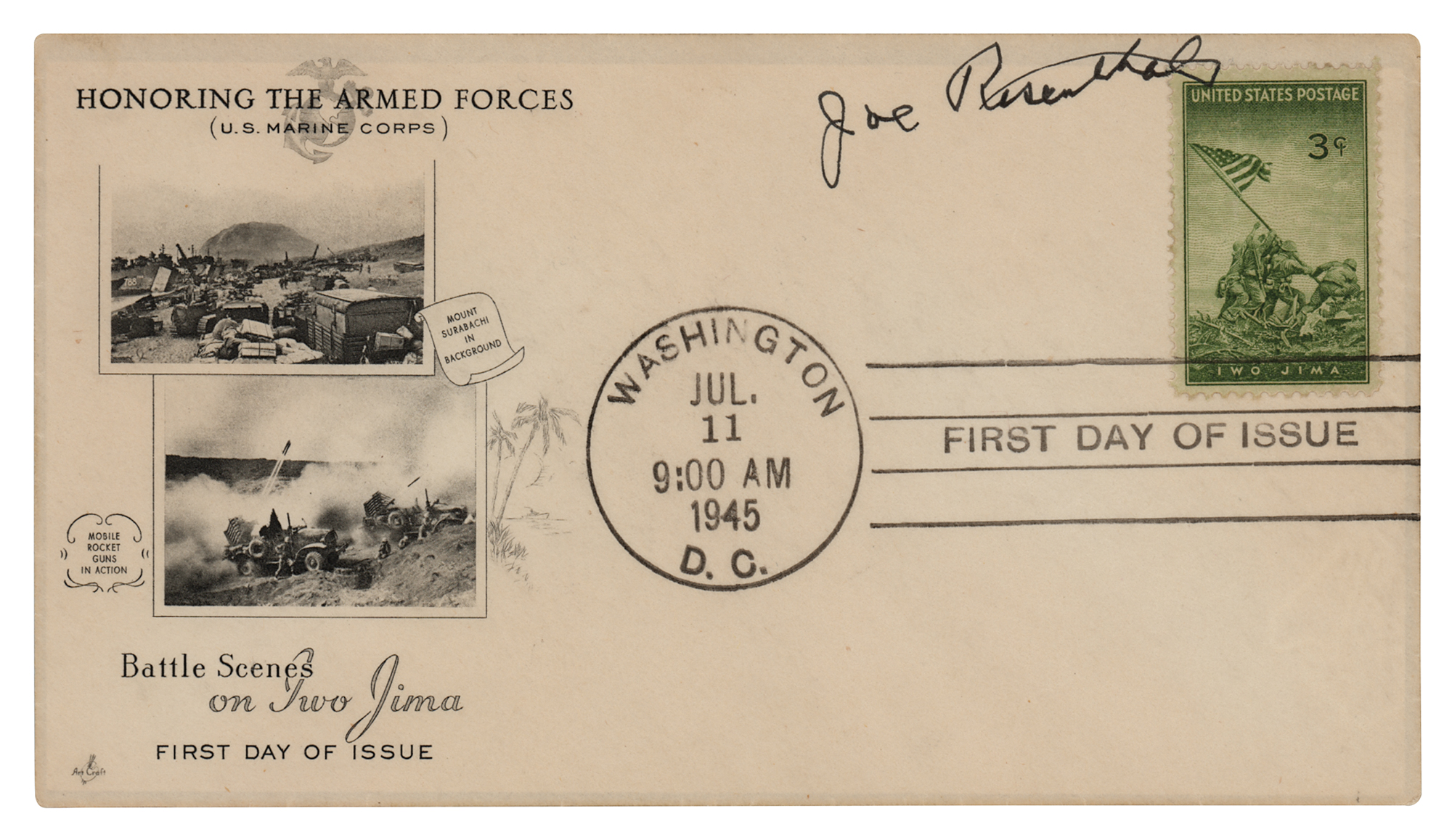 Iwo Jima Joe Rosenthal Signed First Day Cover Rr Auction