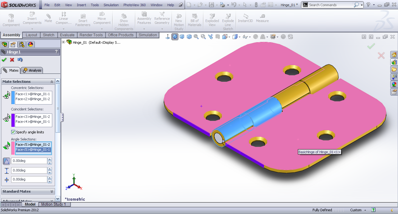 Tutorial Mating Hinge In Solidworks Grabcad Tutorials