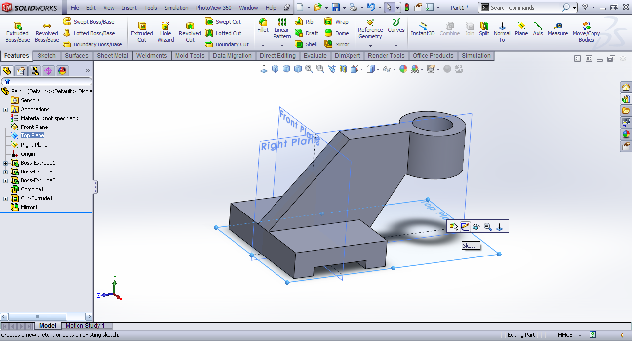 Tutorial Using Combine Feature To Create Part In Solidworks