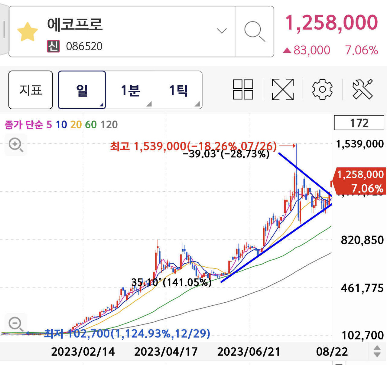 블라인드 주식·투자 차트점성술 속편 에코프로